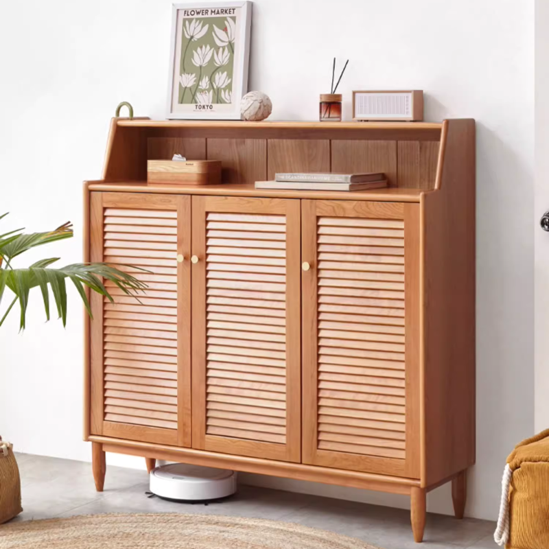 Cherry Wood Shutter Door Shoe Cabinet - Buy Cherry wood shutter door ...