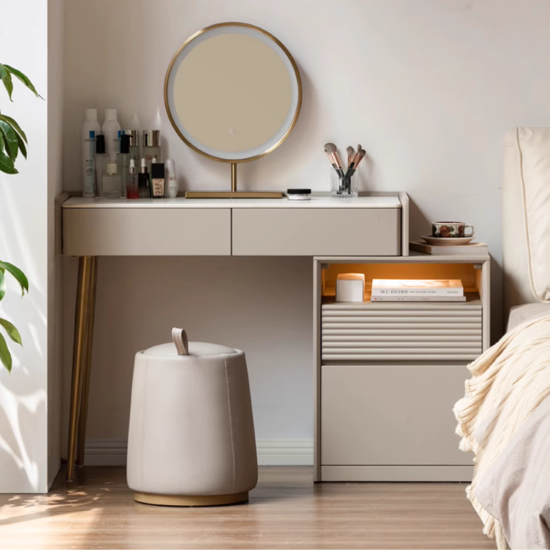 Solid Wood Light Luxury Slate Telescopic Dressing Table - Buy Solid ...